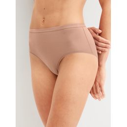 High-Waist-Slip Calida "Natural Comfort", Damen, Gr. L (48/50), timeless taupe, Single Jersey, Obermaterial: 92% Baumwolle, 8% Elasthan, normal, Unterhosen High-Waist-Slip, elastische, Single Jersey Qualit&auml;t, Cotton-Mix, weich, pillingarm