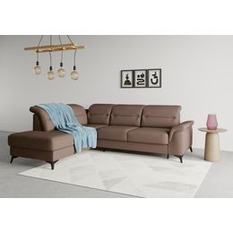 Sit & More Ecksofa SIT & MORE "Sinatra L-Form", braun (espresso), B:251cm H:85cm T:220cm, 98% Polyester, 2% Polyamid, Sofas, Ecksofa, mit Ottomane, optional mit Kopfteilverstellung und Armteilfunktion