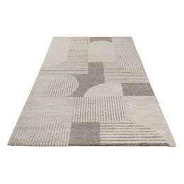 Teppich Wecon Home "Mats", beige (creme,beige), B:160cm H:18mm L:230cm, Kunstfaser, Teppiche, Teppich, Gewebt, Hoch-Tief, pflegeleicht, Retro Design, Scandi, Wohnzimmer
