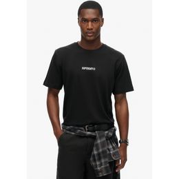 Rundhalsshirt Superdry "MICRO LOGO GRAPHIC LOOSE TEE", Herren, Gr. L, schwarz, Single Jersey, Obermaterial: 100% Baumwolle, bedruckt, loose fit, Rundhals, Shirts Rundhalsshirt