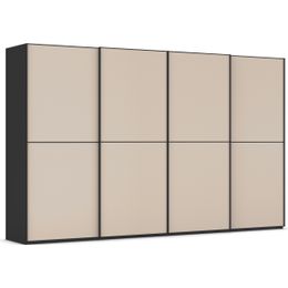 Schwebet&uuml;renschrank Rauch "Kleiderschrank Schrank Garderobe Schlafzimmerschrank SCALE-DUO", beige (schwarz, glas champagner matt, griffleisten schwarz), B:360cm H:223cm T:68cm, Holzwerkstoff, Schr&auml;nke, Schwebet&uuml;renschrank, edle zweigeteilte T&uuml;ren Glas-Front mit 3 Zierleisten MADE IN GERMANY