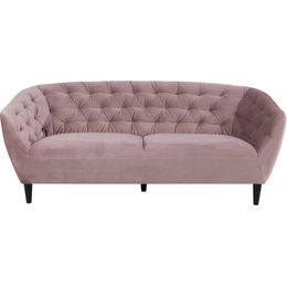 3-Sitzer ACTONA GROUP "Ria Couch, Sofa", rosa (rose), B:191cm H:39,4cm T:84cm, Sofas, 3-Sitzer, Samtstoff, Massivholz-Beine, Taschenfederkern, Tufting, mit Armlehnen