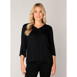 Shirtbluse Base Level, Damen, Gr. 48, schwarz, Web, Obermaterial: 100% Viskose, unifarben, figurumspielend h&uuml;ftbedeckend, V-Ausschnitt, mit Aufschlag 1-Knopf-Manschette mit Kn&ouml;pfen,verstellbar, Blusen Shirtbluse, mit V-Ausschnitt, Topseller