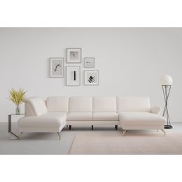 Sit & More Wohnlandschaft SIT & MORE "Fashion U-Form", beige (creme), B:338cm H:84cm T:207cm, Sofas, Wohnlandschaft, wahlweise mit Kopfteilverstellung, Vorziehsitz, motorisch, Nickelf&uuml;&szlig;e