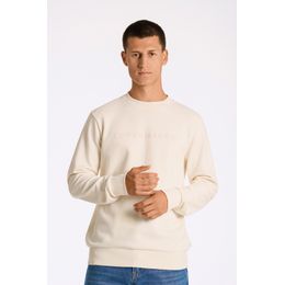 Sweatshirt LINDBERGH, Herren, Gr. XL, wei&szlig; (pearl wei&szlig;), Sweatware, Obermaterial: 85% Baumwolle, 15% Polyester, bedruckt, relaxed fit taillenbedeckt, Rundhals, B&uuml;ndchen, Sweatshirts Sweatshirt, mit Logoschriftzug