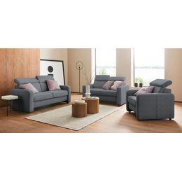 Sit & More 2,5-Sitzer SIT & MORE "Bologna", blau (blau, grau), B:173cm H:84cm T:93cm, Sofas, 2 5-Sitzer, inklusive Kopfteilverstellung und Federkern