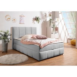 Boxbett OTTO HOME "Hartley inkl. Bettkasten und Topper, auch in &Uuml;berl&auml;nge erh&auml;ltlich", grau, B:132cm L:210cm, Komplettbetten, Boxbett, wahlweise mit Bonnell- oder TTFK-Matratze in H2, H3 o. H4 erh&auml;ltlich