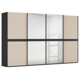 Schwebet&uuml;renschrank Rauch "Kleiderschrank Schrank Garderobe Schlafzimmerschrank SCALE-LINE", beige (schwarz, glas champagner matt), B:360cm H:223cm T:68cm, Holzwerkstoff, Schr&auml;nke, Schwebet&uuml;renschrank, edle Optik mit Bauchbinde mit Glas/Spiegel-Front MADE IN GERMANY