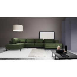 Wohnlandschaft Trendmanufaktur "Luzi, gem&uuml;tliches Sofa, extra viel Platz, viele Kissen, OTTOs Choice", gr&uuml;n (rain forest), B:361cm H:80cm T:203cm, 100% Polyester, Sofas, Wohnlandschaft, Designsofa mit tollem Sitzkomfort, Metallf&uuml;&szlig;e schwarz, Breite 361 cm