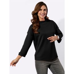 Sweatshirt Inspirationen, Damen, Gr. 46, schwarz, wei&szlig;, 50% Modal, 44% Polyester, 6% Elasthan, unifarben, Sweatshirts Sweatshirt