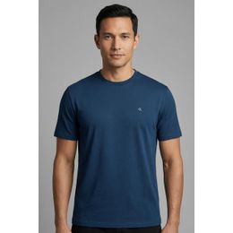 T-Shirt Calvin Klein Jeans "CLASSIC MONOGRAM", Herren, Gr. L, chase blau, Single Jersey, Obermaterial: 100% Baumwolle, unifarben, regular fit normal, Rundhals, eingesetzt abgesteppte Kante, Shirts T-Shirt, regular fit, Rundhalsausschnitt