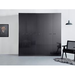 Dreht&uuml;renschrank Rauch "Kleiderschrank Schrank Garderobe TOPSELLER OTELI inkl. Inneneinteilung", grau (graumetallic, hochglanz effektgrau), B:226cm H:229cm T:54cm, Holzwerkstoff, Schr&auml;nke, Dreht&uuml;renschrank, mit zus&auml;tzlichen Einlegeb&ouml;den, optional mit Spiegel MADE IN GERMANY