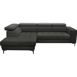 Ecksofa Alina "Valea", schwarz (schwarz tta 10), B:300cm H:102cm T:207cm, Struktur TTA (100% Polyester), Sofas, Ecksofa, mit R&uuml;ckenlehnenverstellung, wahlweise mit ausziehbarer Liegefl&auml;che