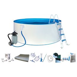 Rundpool MY POOL BWT "inkl. LED-Scheinwerfer zur effektvollen Beleuchtung", wei&szlig;, H:120cm &Oslash;:450cm, Schwimmbecken, Rundpool, mit umfangreichem Zubeh&ouml;r in zwei Gr&ouml;&szlig;en