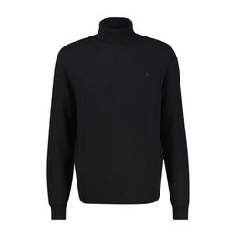 Rollkragenpullover Lerros, Herren, Gr. L, schwarz, Strick, Obermaterial: 88% Schurwolle, 12% Kaschmir, meliert, regular fit normal, ohne Ausschnitt, Rippb&uuml;ndchen, Pullover Rollkragenpullover, mit Logo-Stickerei und aus Schurwolle mit Kaschmir