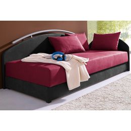 Polsterliege Maintal, rot (rot, schwarz), Liegefl&auml;che B/L: 80cm x 200cm, kein H&auml;rtegrad, Federkern-Festpolster, Komplettbetten, Polsterliege