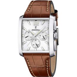 Chronograph Festina, braun, Armbanduhren, Herren, Chronograph, Armbanduhr, Quarzuhr, Herrenuhr, Stoppfunktion, Lederarmband