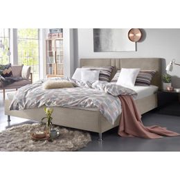 Polsterbett "Elba", beige (dunkelbeige), B:170cm L:210cm, Bezug Bett: Microfaser (100% Polyester) oder Strukturstoff (77% Polyester, 23% Viskose);Bonnell-Federkernmatratze: 51% Polypropylen, 39% Polyester und 10% Baumwolle;Kaltschaummatratze: 100% Polyester, Bezug abnehm- und waschbar bis 60C, Westfalia Schlafkomfort, Betten, Polsterbett, wahlweise mit LED-Beleuchtung