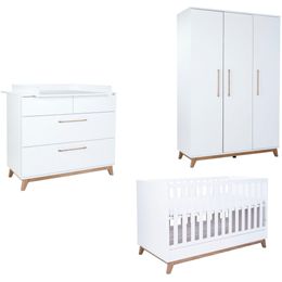 Babym&ouml;bel-Set Arthur Berndt "Babyzimmer Set &raquo;Lina&laquo; 3-teilig", wei&szlig; (kreidewei&szlig;), B/H: 70cm x 140cm, Hartfaserplatte, Holzwerkstoff, Massivholz, Melamin, Metall, Schlafzimmerm&ouml;bel-Sets, Babym&ouml;bel-Set
