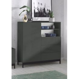 Highboard Home Affaire "Metis", grau (anthrazit hochglanz), B:110cm H:112cm T:40cm, Sideboards, Highboard, Breite 110 cm