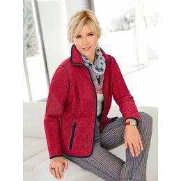 Fleecejacke Casual Looks, Damen, Gr. 42, rot, 100% Polyester, gemustert, unifarben, Jacken Fleecejacke