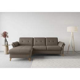 Sit & More Ecksofa SIT & MORE "G&ouml;teborg", braun (nuss), B:268cm H:90cm T:176cm, Sofas, Ecksofa, Sitztiefenverstellung und Federkern, wahlweise mit Bettfunktion
