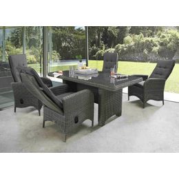 Garten-Essgruppe Destiny "PALMA LUNA", grau (vintage grau), Polyester, Aluminium, Geflecht Rattan, Polyrattan, Sitzm&ouml;bel-Sets, Garten-Essgruppe, Aluminium, Polyrattan