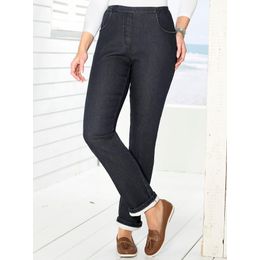 Thermojeans Classic Basics, Damen, Gr. 48, Normalgr&ouml;&szlig;en, schwarz (schwarz, denim), 81% Baumwolle, 17% Polyester, 2% Elasthan, unifarben, lang, Jeans Thermojeans