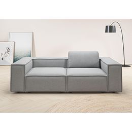 2-Sitzer Home Affaire "Watertown, modernes Sofa 246 cm breit, auch in Feincord", grau (light, grau), B:246cm H:68cm T:118cm, 100% Polyester, Sofas, 2-Sitzer, stilvolles Sofa f&uuml;r 2 Personen mit extra breiter Sitzfl&auml;che