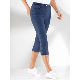 Caprijeans Classic Basics, Damen, Gr. 22, Kurzgr&ouml;&szlig;en, blau (blau, stone, washed), 78% Baumwolle, 20% Polyester, 2% Elasthan, unifarben, 3/4-L&auml;nge, Jeans Caprijeans