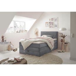 Boxspringbett ED EXCITING DESIGN "Luzern", grau (dunkelgrau), B:121cm L:209cm, 92% Polyester, 8% Nylon, Komplettbetten, Boxspringbett, inkl. Bettkasten