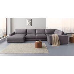 Wohnlandschaft Home Affaire "Bloomfield, Mega Polsterecke, Breite 390cm, viel Platz, U-Form", grau, B:390cm H:84cm T:209cm, 100% Polyester, Sofas, Wohnlandschaft, In verschiedenen Gr&ouml;&szlig;en bestellbar