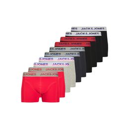 Jack & Jones Trunk JACK & JONES "JACJADON SOLID TRUNKS 10 PACK", Herren, Gr. L, 10 Stk., schwarz navy pack:lgm, rococco rot, schwarz, schwarz, schwarz, schwarz, schwarz navy, lgm, rococco rot, Jersey, Obermaterial: 95% Baumwolle, 5% Elasthan, unifarben, bequem, Unterhosen Trunk