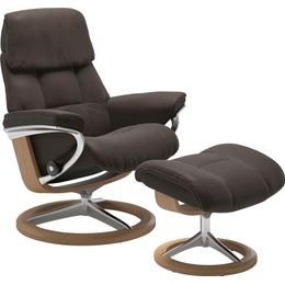 Relaxsessel stressless "Ruby", braun (braun batick), B:76cm H:100cm T:75cm, Leder PALOMA: durchgef&auml;rbtes Semianilin-M&ouml;belleder;Leder BATICK: durchgef&auml;rbtes und genarbtes M&ouml;belleder, Sessel, Relaxsessel, mit Signature Base, Gr&ouml;&szlig;e S, Gestell Eiche, Wenge, Braun & Schwarz