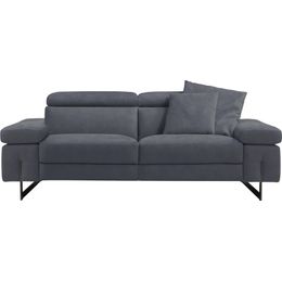 2,5-Sitzer Egoitaliano "Candice, elegant und edel, hochwertiges Designsofa, bequem", grau (charcoal), B:222cm H:100cm T:108cm, Sofas, 2 5-Sitzer, Kopfteile manuell verstellbar, titanumfarbene Kufenf&uuml;&szlig;e