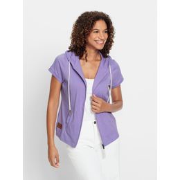 Shirtjacke Casual Looks "Sweatjacke", Damen, Gr. 42, lila (lavendel), 100% Baumwolle, unifarben, Shirts Shirtjacke