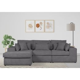 Ecksofa OTTO HOME "Florid L-Form", grau, B:280cm H:75cm T:162cm, Baumwollmix (60% Baumwolle/40% Leinen);Struktur fein (100% Polyester);Samtoptik (100% Polyester), Sofas, Ecksofa, 3 Teile, bestehend aus Modulen, viele Bezugsqualit&auml;ten, auch in Cord