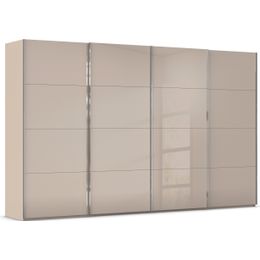 Schwebet&uuml;renschrank Rauch "Kleiderschrank Schrank Garderobe Schlafzimmerschrank SCALE-FYRA", beige (fango, glas fango, griffleisten chrom), B:360cm H:223cm T:68cm, Holzwerkstoff, Schr&auml;nke, Schwebet&uuml;renschrank, edle viergeteilte T&uuml;ren mit Glas-Front viele Farben MADE IN GERMANY