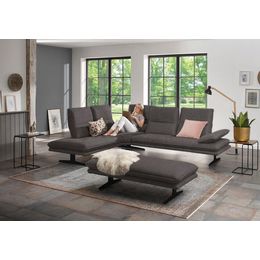 Ecksofa W.Schillig "broadway, Designsofa, toller Sitzkomfort, zeitlos, elegant, L-Form", grau (anthrazit s22), B:284cm H:94cm T:224cm, Flachgewebe S22 (100% Polyester), Sofas, Ecksofa, Sitztiefenverstellung, Kopfteil- & Seitenteilverstellung, Breite 284cm
