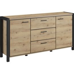 Sideboard Home Affaire "Aktiv", braun (taurus), B:180cm H:91cm T:41cm, Dekorfolie, FSC-zertifizierter Holzwerkstoff, MDF, Sideboards, Sideboard, Breite 180 cm