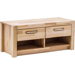 Garderobenschrank MCA LIVING "Fenja Garderobenbank, Flurbank, Bank, Ablagebank - Breite 100 cm", kernbuchefarben, B:100cm H:43cm T:40cm, Massivholz, Schr&auml;nke, Garderobenschrank, Massivholz, Kernbuche,2 offene F&auml;cher, 2 Schubk&auml;sten, Made in Europe