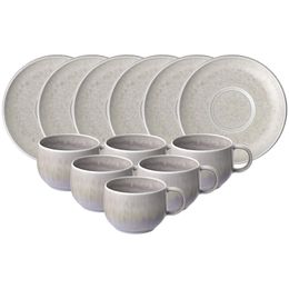 Tasse "Espressotassen mit Untertassen Perlemor Sand 60 ml 6er Set beige", beige, 6 tlg., Porzellan, LIKE. BY VILLEROY & BOCH, Trinkgef&auml;&szlig;e, Tasse