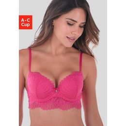 Push-up-BH s.Oliver "Sophie", Damen, Gr. 75, Cup A, pink, Spitze, Obermaterial: 90% Polyamid, 10% Elasthan, BHs Push-up-BH, aus feiner Spitze in leichter Longform, sexy Dessous, Reizw&auml;sche