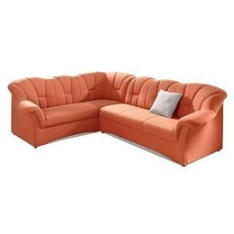 Ecksofa DOMO collection "Papenburg B/T/H: 242/190/84 cm L-Form", orange (terrakotta), B:242cm H:84cm T:190cm, Struktur ( 90% Polyester, 10% Polyacryl);Microfaser PRIMABELLE (100% Polyester);Kunstleder SOFTLUX;Luxus-Microfaser (100% Polyester), Sofas, Ecksofa, wahlweise mit Bettfunktion, Langer Schenkel links oder rechts