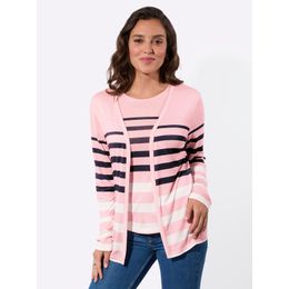 T-Shirt Casual Looks "Shirt-Twinset", Damen, Gr. 46, ros&eacute;, marine, geringelt, 95% Viskose, 5% Elasthan, gemustert, gestreift, mehrfarbig, Rundhals, Shirts T-Shirt