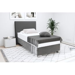 Boxspringbett "Sven", grau (anthrazit), L:210cm, 80% Baumwolle/20% Polyester;Polsterwatte: 100% Polyester, Westfalia Schlafkomfort, Komplettbetten, Boxspringbett, inkl. Zierkissen, wahlweise mit und ohne Kaltschaum-Topper