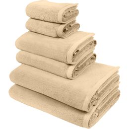 Handtuch Set Bruno Banani "Lana, Handtuch-Set in Premium Qualit&auml;t 600g/m&sup2;", beige, 6 Stk., Frottier, Frottier, Obermaterial: 100% Baumwolle, Handtuch-Sets, Handtuch Set, hochwertig, weich, flauschige Qualit&auml;t, 5 Jahre Garantie, Topseller