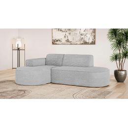 Ecksofa OTTO HOME "ADELLA Design-Sofa mit Recamiere rechts/links, 248/159/76 cm", hellgrau, B:248cm H:76cm T:159cm, 100% Polyester, Sofas, Ecksofa, L-Form mit Wellenunterfederung, runde Form, auch in Cord