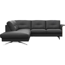 Ecksofa FLEXLUX "Glow, super bequem durch hochwertigem Sitzaufbau mit Federkern, L-Form", schwarz (deep schwarz), B:236cm H:81cm T:224cm, 100% Echteder, Sofas, Ecksofa, Modernes skandinavisches Design