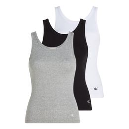 Tanktop "SCOOP NECK COTTON TANK 3PK", Damen, Gr. L (40), schwarz-wei&szlig; (schwarz, wei&szlig;, grau heather), Rippware, Obermaterial: 100% Baumwolle, Calvin Klein Underwear, unifarben, Basic, schmal h&uuml;ftlang, Tops Tanktop, mit Logostickerei